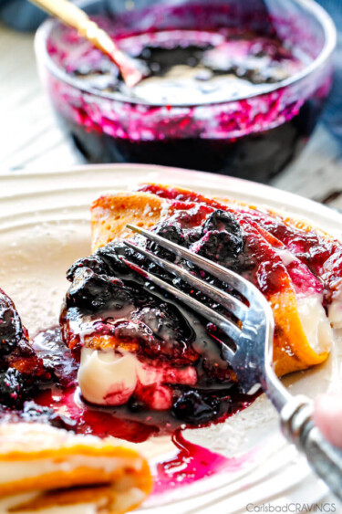 Brown Sugar Carrot Cake Crepes with Blueberry Sauce
