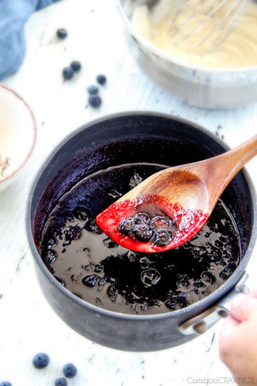 Brown Sugar Carrot Cake Crepes with Blueberry Sauce