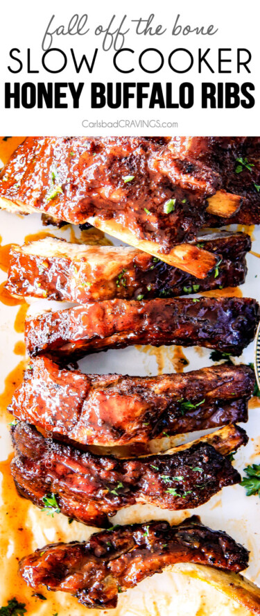 Slow Cooker Honey Buffalo Ribs (Video!) - Carlsbad Cravings