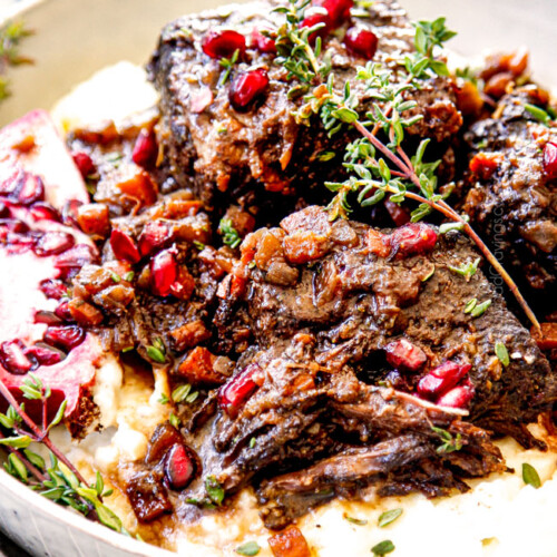 Braised Short Ribs in Pomegranate Balsamic Sauce (Make Ahead, tips, tricks)