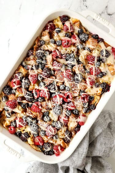 BEST Sweet Breakfast Croissant Casserole (Make Ahead! + VIDEO)