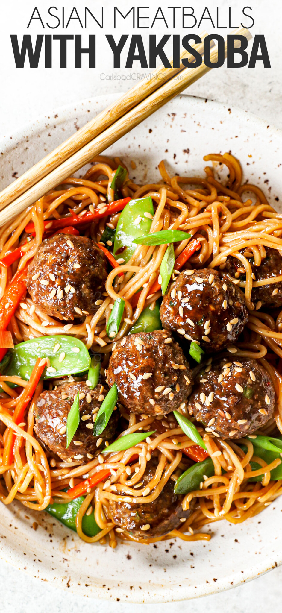 Asian Style Meatballs with Yakisoba - Carlsbad Cravings