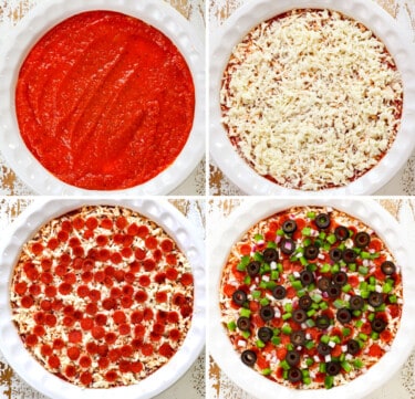 Cheesy Pizza Dip with ANY TOPPINGS! (Make Ahead Friendly!)
