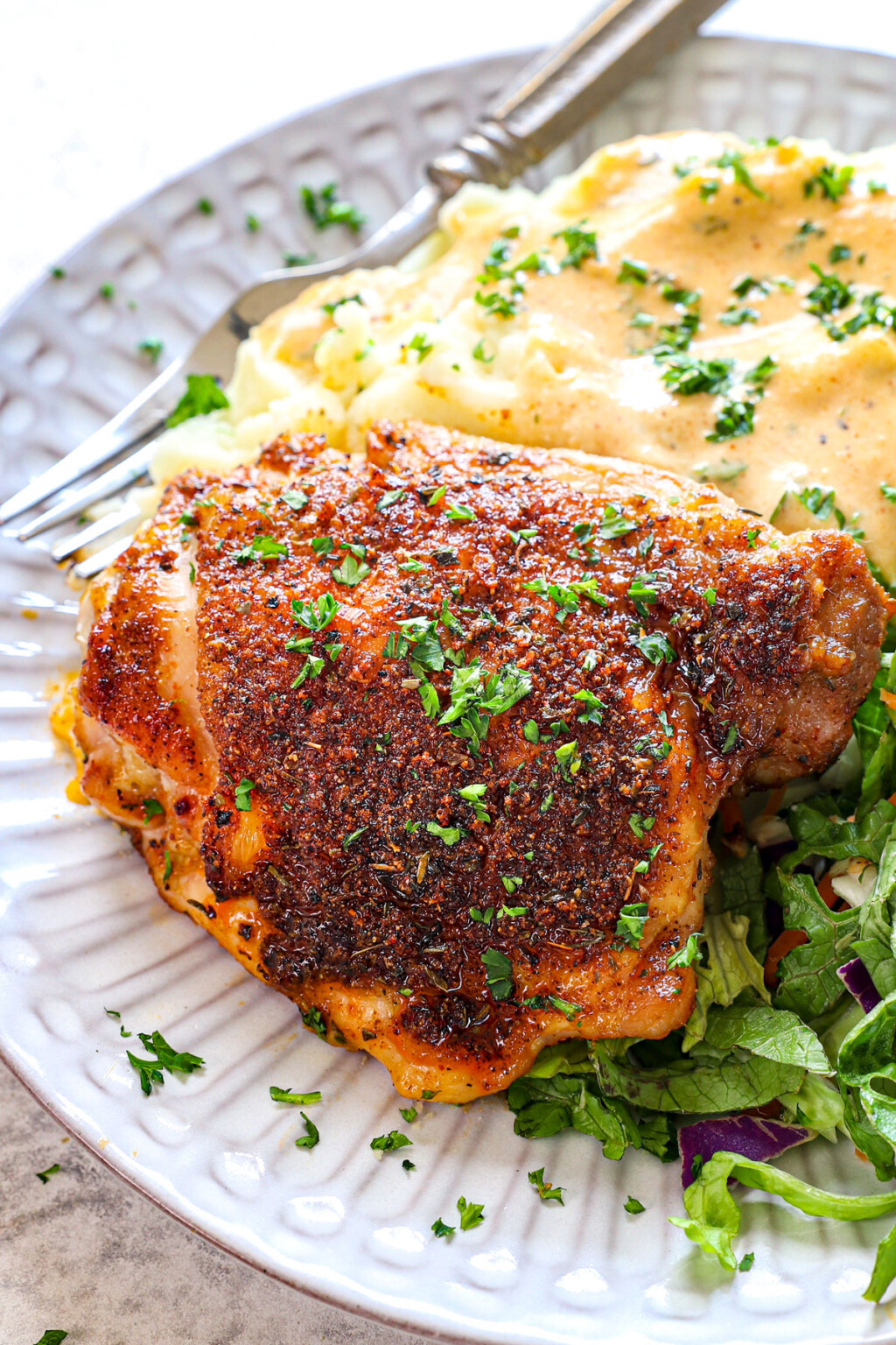 Oven Baked Chicken Thighs (Bone-In) - Carlsbad Cravings