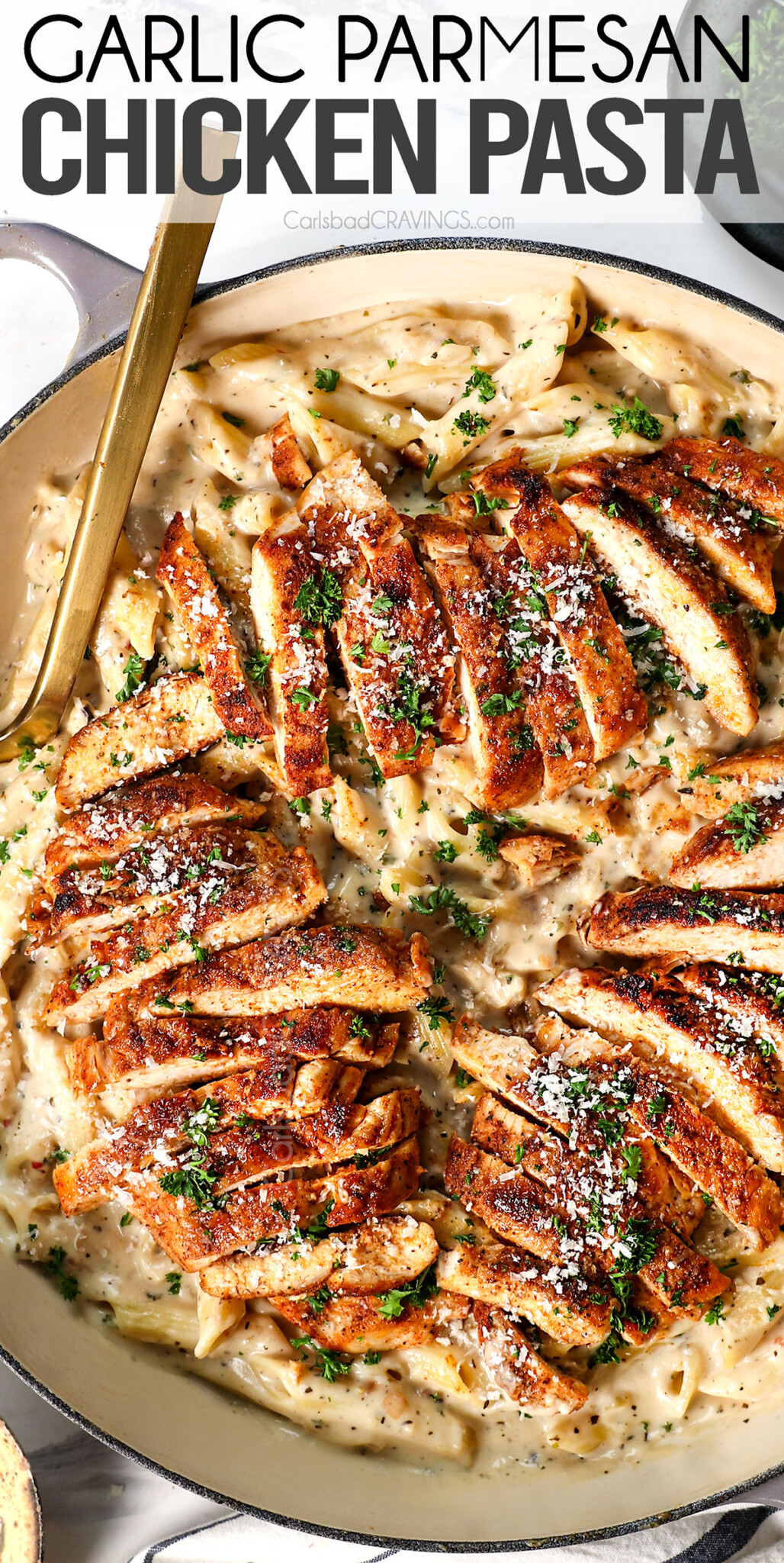 Parmesan Garlic Chicken Pasta - Carlsbad Cravings